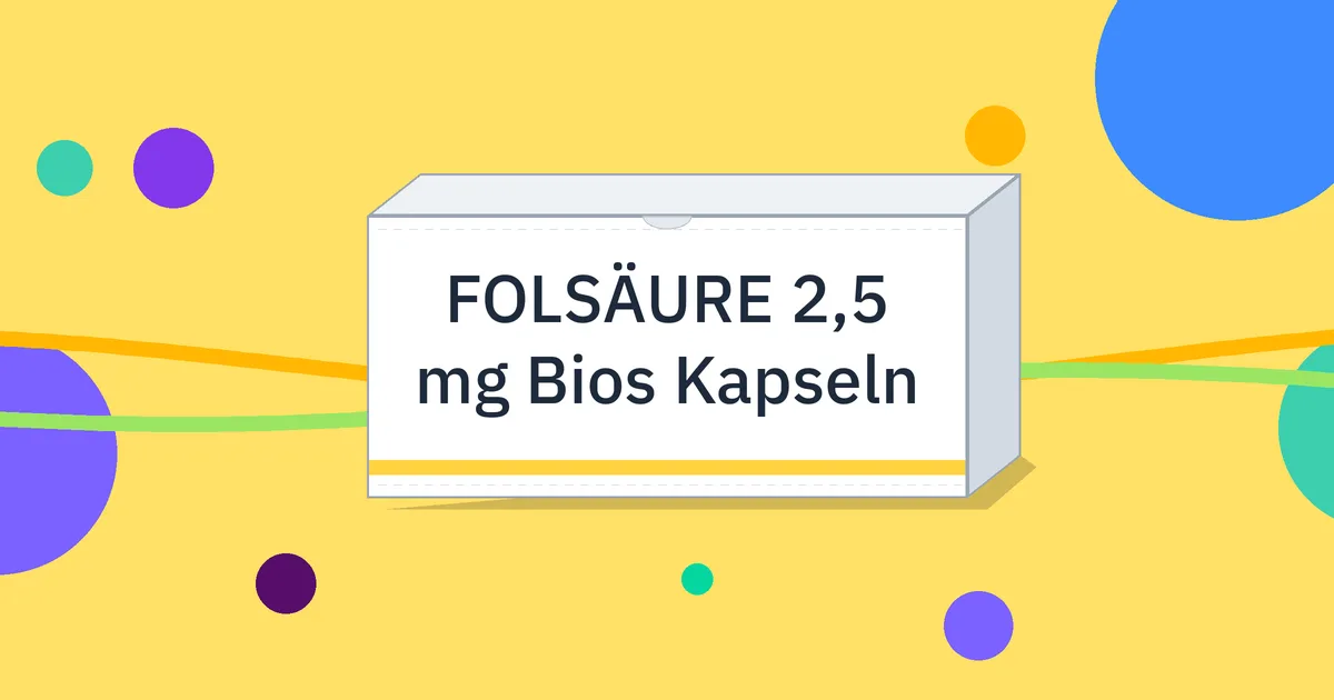 Symbolbild: Packung mit der Aufschrift FOLSÄURE 2,5 mg Bios Kapseln (PZN 15409769) – Verfügbarkeit und Bezug in Apotheken in Frankfurt am Main