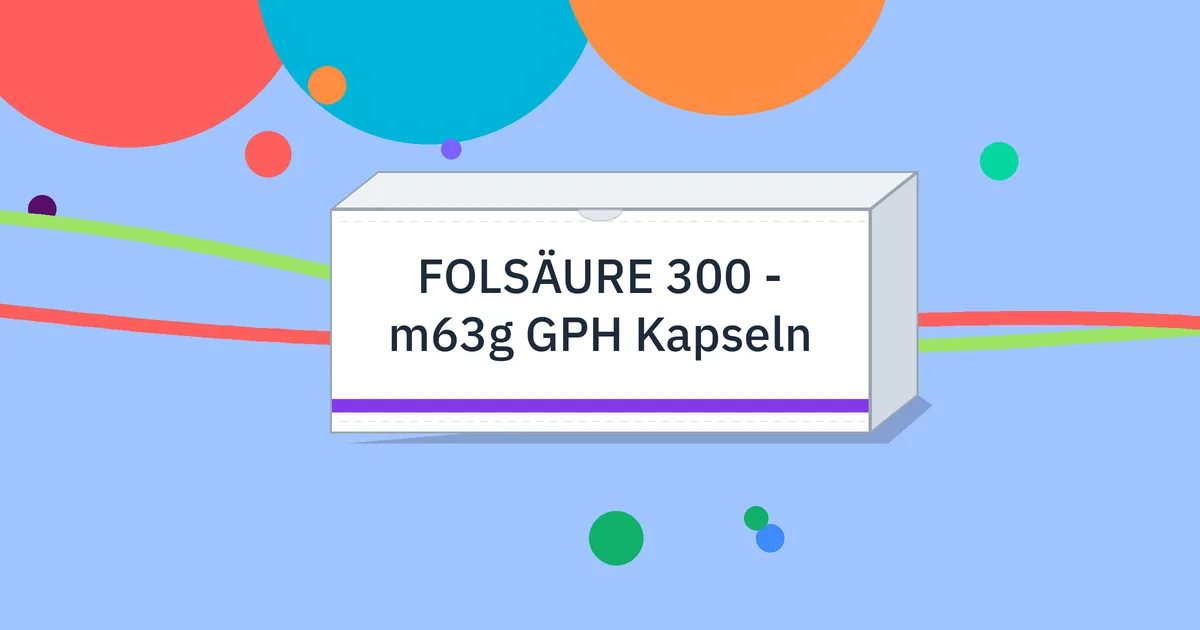 Symbolbild: Packung mit der Aufschrift FOLSÄURE 300 -m63g GPH Kapseln (PZN 09721801) – Verfügbarkeit und Bezug in Apotheken in Frankfurt am Main