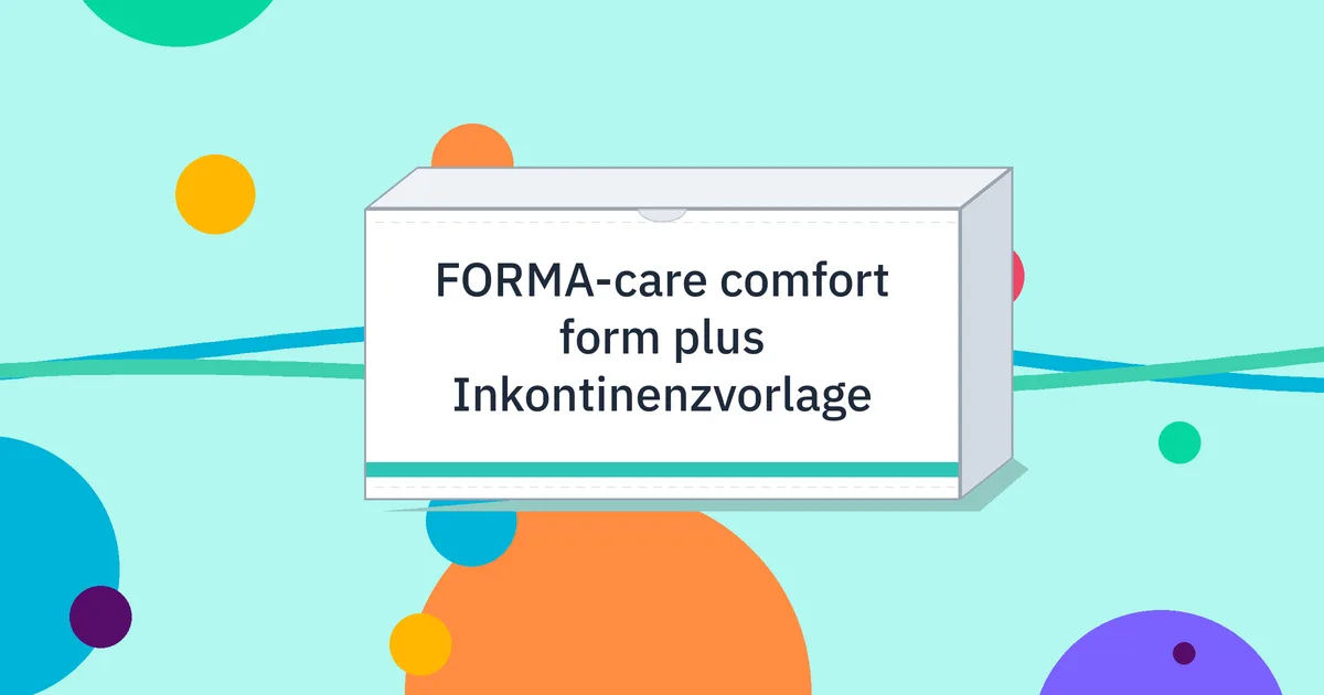 Symbolbild: Packung mit der Aufschrift FORMA-care comfort form plus Inkontinenzvorlage (PZN 18399801) – Verfügbarkeit und Bezug in Apotheken in Frankfurt am Main