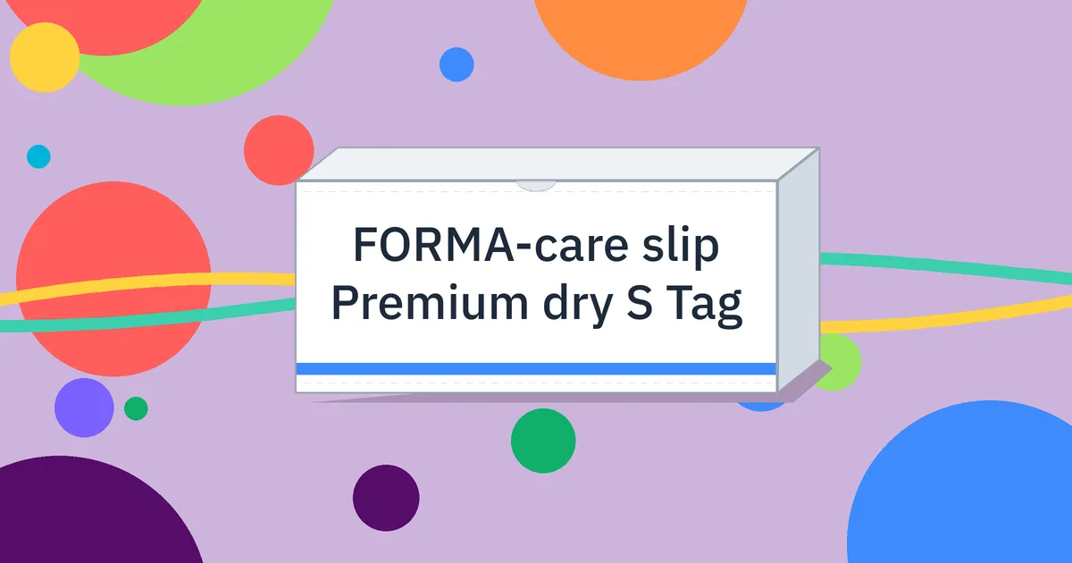 Symbolbild: Packung mit der Aufschrift FORMA-care slip Premium dry S Tag (PZN 12601176) – Verfügbarkeit und Bezug in Apotheken in Frankfurt am Main