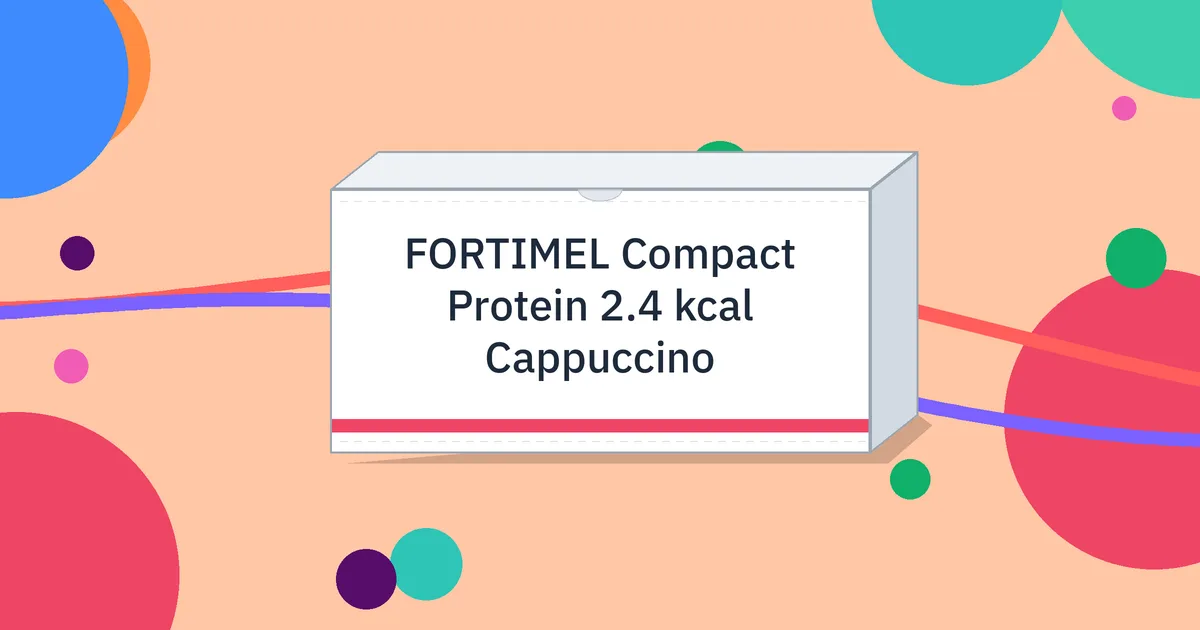 Symbolbild: Packung mit der Aufschrift FORTIMEL Compact Protein 2.4 kcal Cappuccino (PZN 20055090) – Verfügbarkeit und Bezug in Apotheken in Frankfurt am Main