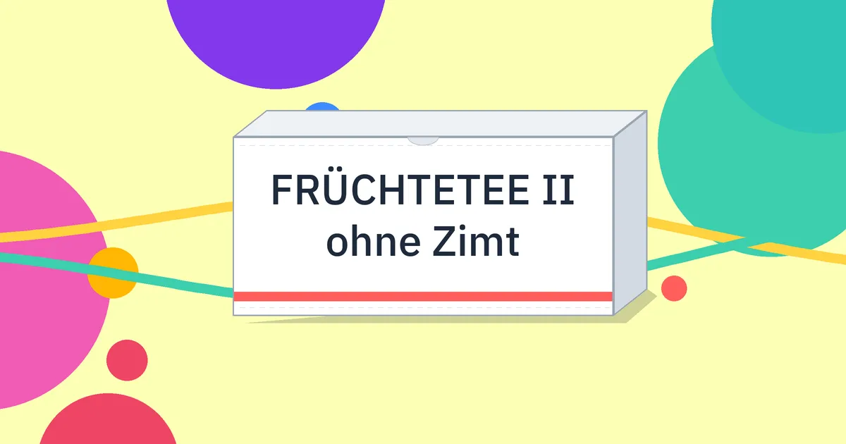Symbolbild: Packung mit der Aufschrift FRÜCHTETEE II ohne Zimt (PZN 02533723) – Verfügbarkeit und Bezug in Apotheken in Frankfurt am Main