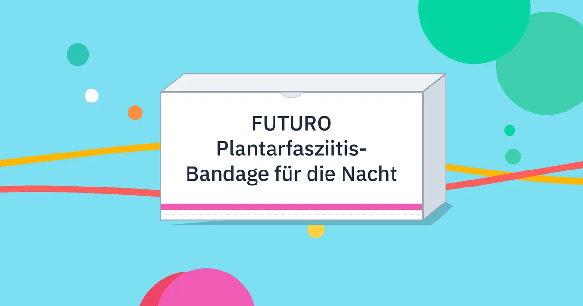 Symbolbild: Packung mit der Aufschrift FUTURO Plantarfasziitis-Bandage für die Nacht (PZN 14142011) – Verfügbarkeit und Bezug in Apotheken in Frankfurt am Main