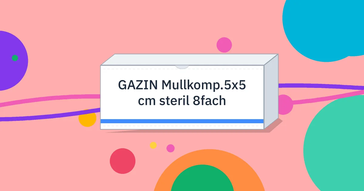 Symbolbild: Packung mit der Aufschrift GAZIN Mullkomp.5x5 cm steril 8fach (PZN 17434435) – Verfügbarkeit und Bezug in Apotheken in Frankfurt am Main