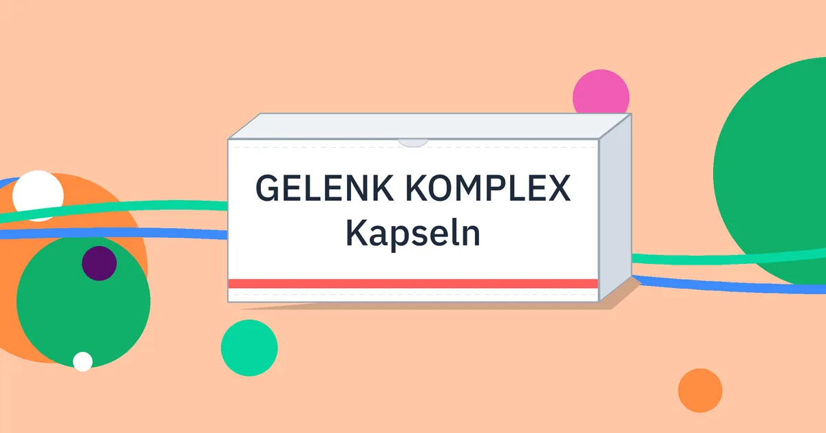 Symbolbild: Packung mit der Aufschrift GELENK KOMPLEX Kapseln (PZN 20623252) – Verfügbarkeit und Bezug in Apotheken in Frankfurt am Main