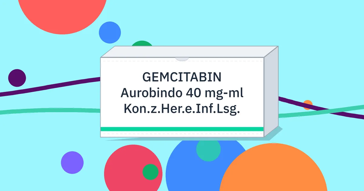 Symbolbild: Packung mit der Aufschrift GEMCITABIN Aurobindo 40 mg-ml Kon.z.Her.e.Inf.Lsg. (PZN 09710476) – Verfügbarkeit und Bezug in Apotheken in Frankfurt am Main