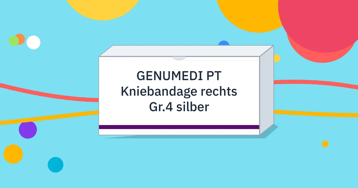 Symbolbild: Packung mit der Aufschrift GENUMEDI PT Kniebandage rechts Gr.4 silber (PZN 15314046) – Verfügbarkeit und Bezug in Apotheken in Frankfurt am Main