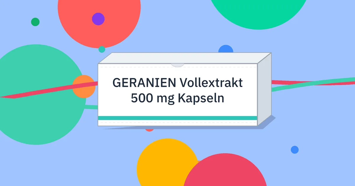 Symbolbild: Packung mit der Aufschrift GERANIEN Vollextrakt 500 mg Kapseln (PZN 10993025) – Verfügbarkeit und Bezug in Apotheken in Frankfurt am Main