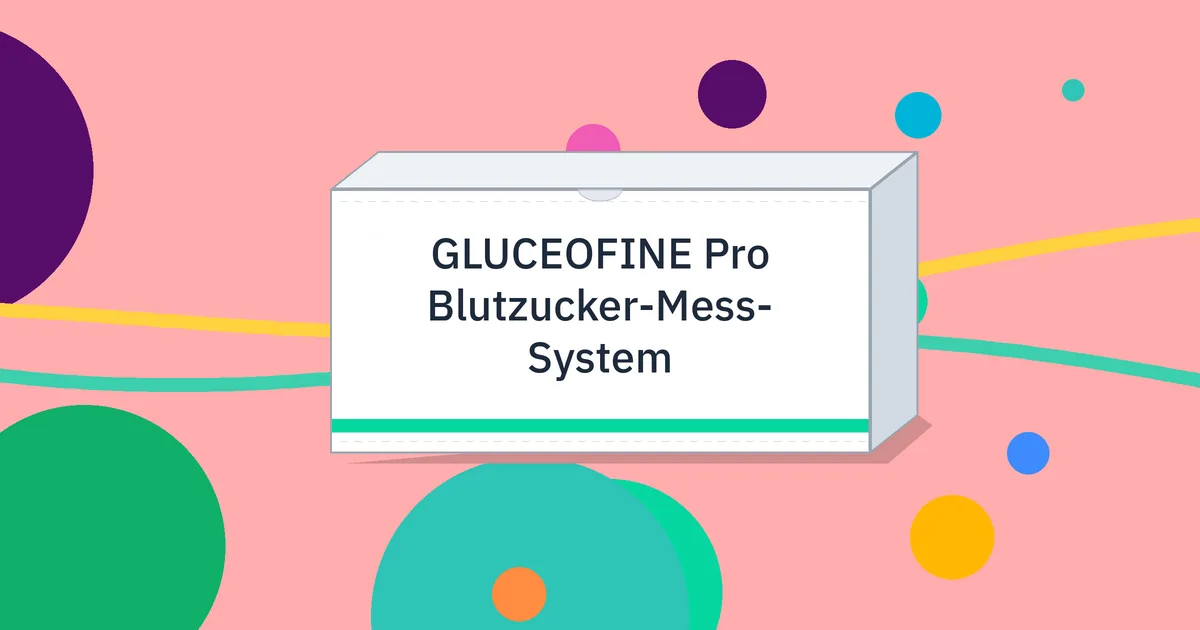 Symbolbild: Packung mit der Aufschrift GLUCEOFINE Pro Blutzucker-Mess-System (PZN 11537111) – Verfügbarkeit und Bezug in Apotheken in Frankfurt am Main