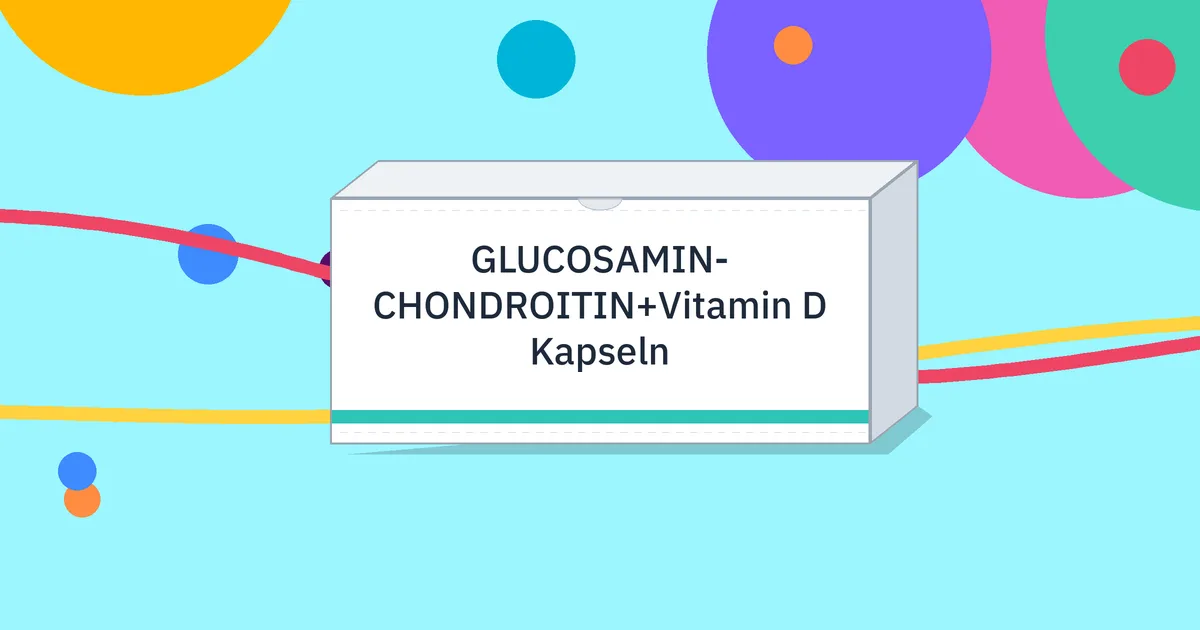 Symbolbild: Packung mit der Aufschrift GLUCOSAMIN-CHONDROITIN+Vitamin D Kapseln (PZN 00043392) – Verfügbarkeit und Bezug in Apotheken in Frankfurt am Main