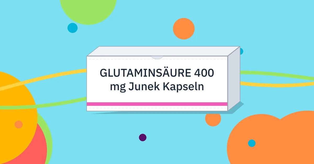 Symbolbild: Packung mit der Aufschrift GLUTAMINSÄURE 400 mg Junek Kapseln (PZN 10523710) – Verfügbarkeit und Bezug in Apotheken in Frankfurt am Main