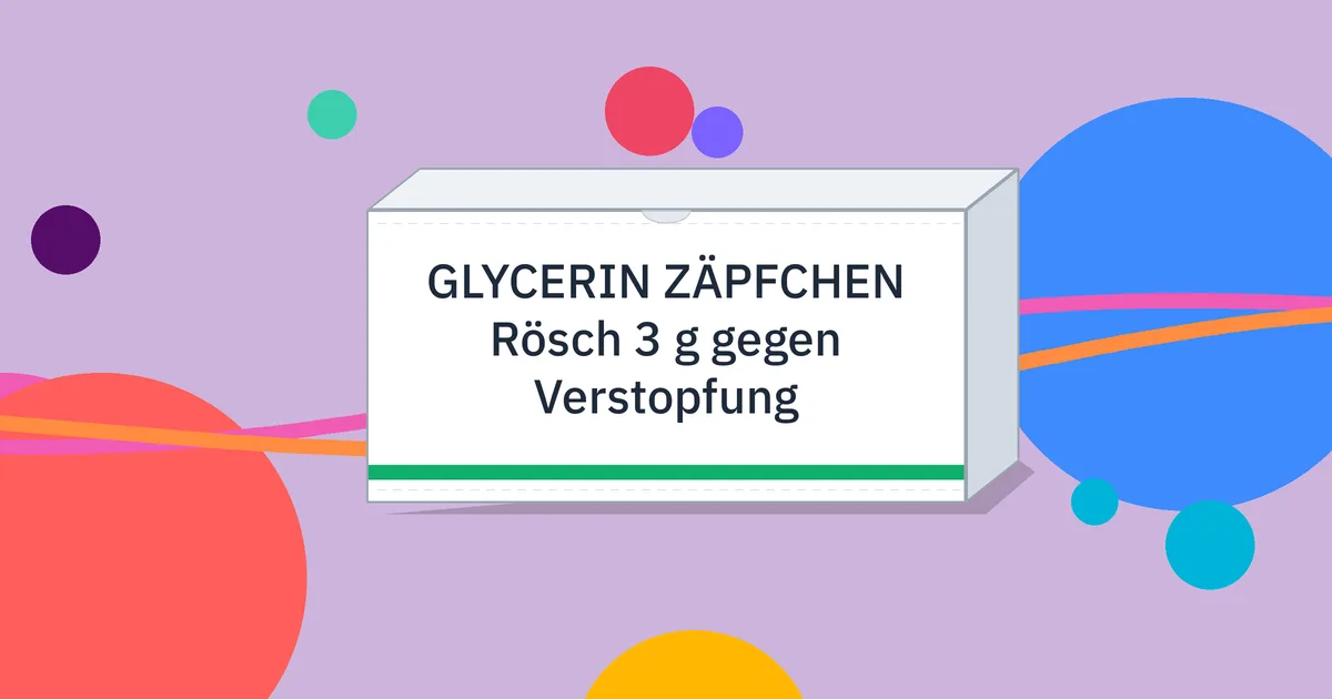 Symbolbild: Packung mit der Aufschrift GLYCERIN ZÄPFCHEN Rösch 3 g gegen Verstopfung (PZN 12733127) – Verfügbarkeit und Bezug in Apotheken in Frankfurt am Main