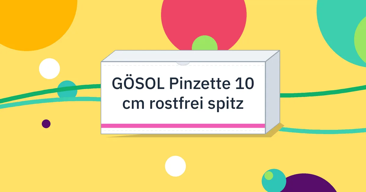 Symbolbild: Packung mit der Aufschrift GÖSOL Pinzette 10 cm rostfrei spitz (PZN 16774382) – Verfügbarkeit und Bezug in Apotheken in Frankfurt am Main