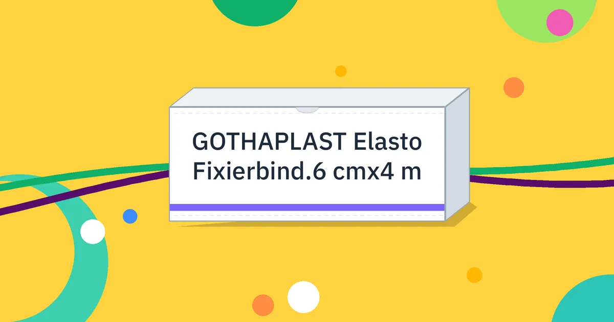 Symbolbild: Packung mit der Aufschrift GOTHAPLAST Elasto Fixierbind.6 cmx4 m (PZN 01829315) – Verfügbarkeit und Bezug in Apotheken in Frankfurt am Main