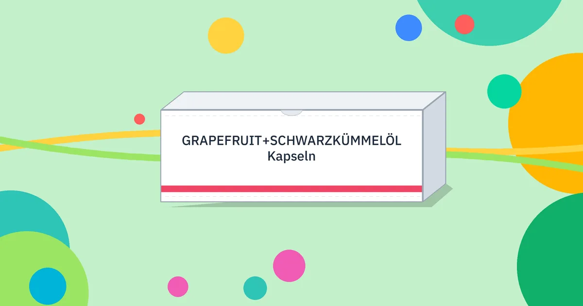 Symbolbild: Packung mit der Aufschrift GRAPEFRUIT+SCHWARZKÜMMELÖL Kapseln (PZN 08867454) – Verfügbarkeit und Bezug in Apotheken in Frankfurt am Main