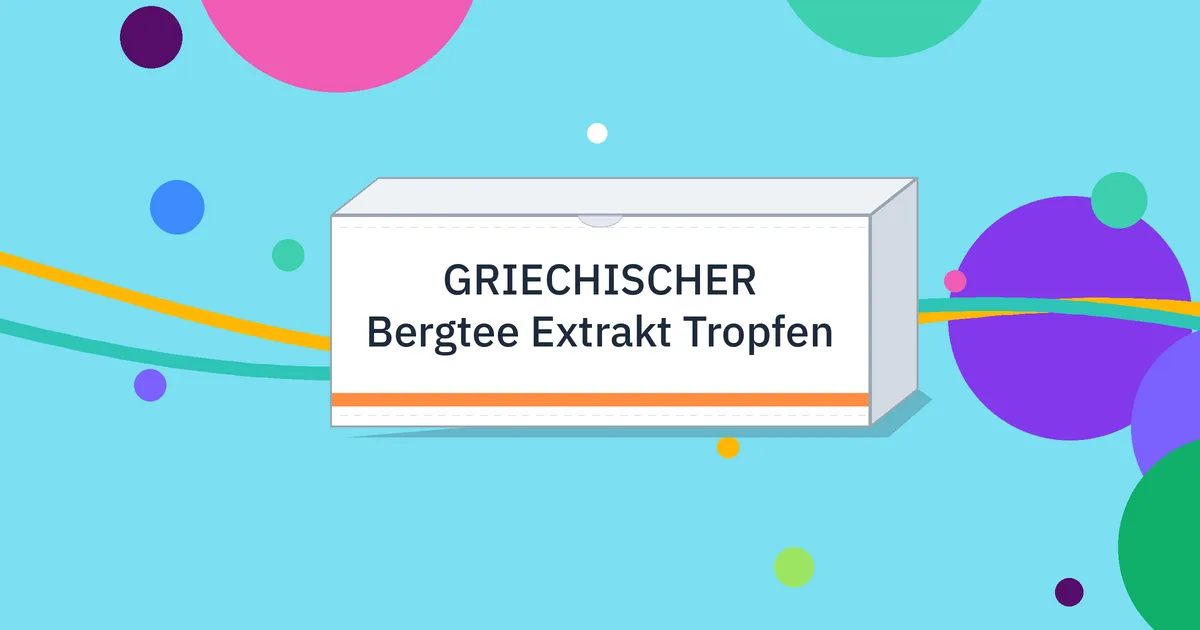 Symbolbild: Packung mit der Aufschrift GRIECHISCHER Bergtee Extrakt Tropfen (PZN 20211213) – Verfügbarkeit und Bezug in Apotheken in Frankfurt am Main