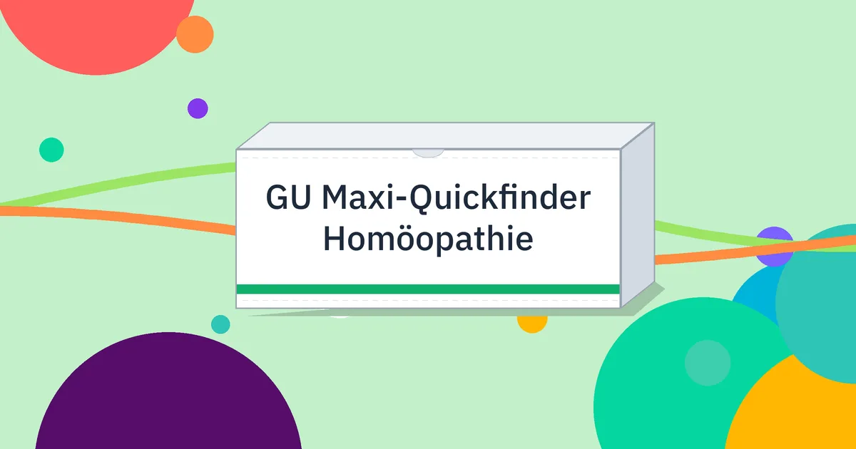 Symbolbild: Packung mit der Aufschrift GU Maxi-Quickfinder Homöopathie (PZN 11091916) – Verfügbarkeit und Bezug in Apotheken in Frankfurt am Main