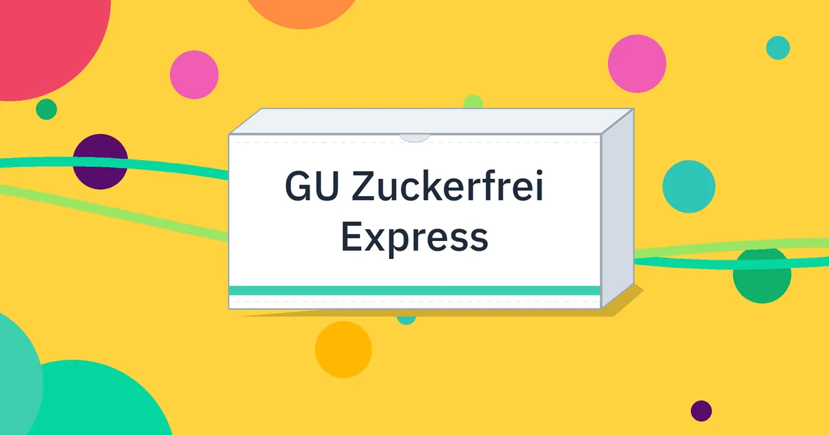 Symbolbild: Packung mit der Aufschrift GU Zuckerfrei Express (PZN 16336529) – Verfügbarkeit und Bezug in Apotheken in Frankfurt am Main