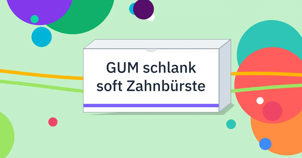 Symbolbild: Packung mit der Aufschrift GUM schlank soft Zahnbürste (PZN 04549869) – Verfügbarkeit und Bezug in Apotheken in Frankfurt am Main