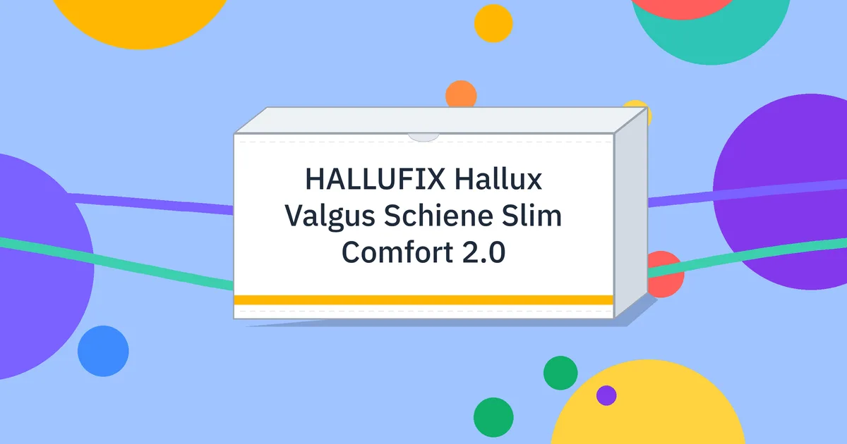 Symbolbild: Packung mit der Aufschrift HALLUFIX Hallux Valgus Schiene Slim Comfort 2.0 (PZN 19224854) – Verfügbarkeit und Bezug in Apotheken in Frankfurt am Main