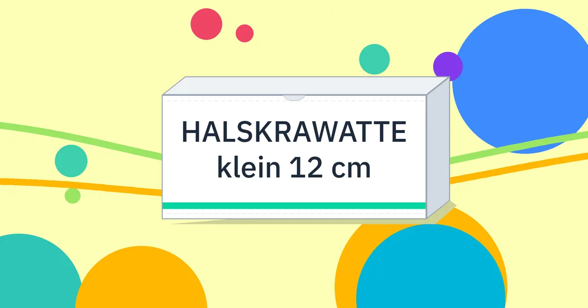 Symbolbild: Packung mit der Aufschrift HALSKRAWATTE klein 12 cm (PZN 07094530) – Verfügbarkeit und Bezug in Apotheken in Frankfurt am Main