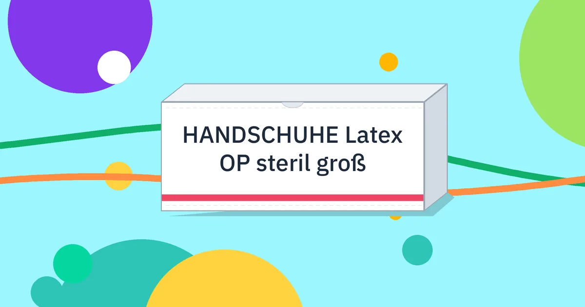 Symbolbild: Packung mit der Aufschrift HANDSCHUHE Latex OP steril groß (PZN 03875503) – Verfügbarkeit und Bezug in Apotheken in Frankfurt am Main