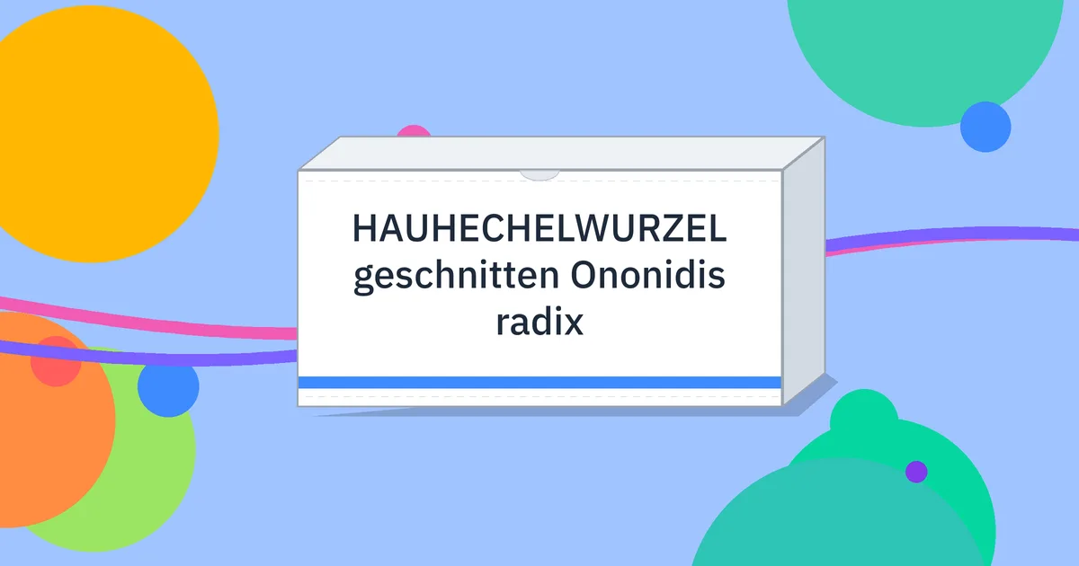 Symbolbild: Packung mit der Aufschrift HAUHECHELWURZEL geschnitten Ononidis radix (PZN 20953653) – Verfügbarkeit und Bezug in Apotheken in Frankfurt am Main