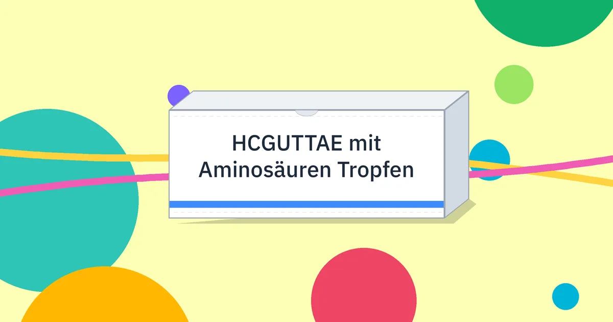 Symbolbild: Packung mit der Aufschrift HCGUTTAE mit Aminosäuren Tropfen (PZN 15389179) – Verfügbarkeit und Bezug in Apotheken in Frankfurt am Main