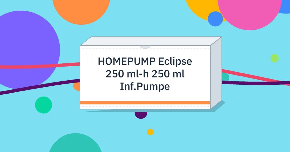 Symbolbild: Packung mit der Aufschrift HOMEPUMP Eclipse 250 ml-h 250 ml Inf.Pumpe (PZN 10625899) – Verfügbarkeit und Bezug in Apotheken in Frankfurt am Main