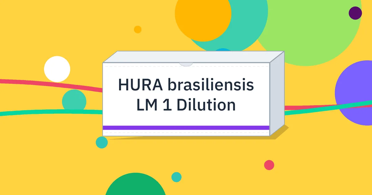 Symbolbild: Packung mit der Aufschrift HURA brasiliensis LM 1 Dilution (PZN 12889591) – Verfügbarkeit und Bezug in Apotheken in Frankfurt am Main