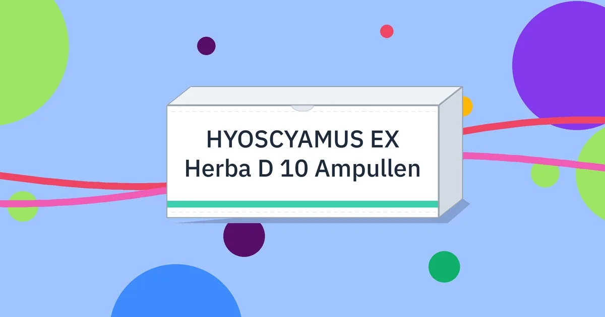 Symbolbild: Packung mit der Aufschrift HYOSCYAMUS EX Herba D 10 Ampullen (PZN 02879203) – Verfügbarkeit und Bezug in Apotheken in Frankfurt am Main