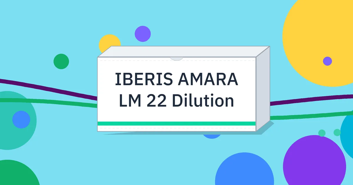 Symbolbild: Packung mit der Aufschrift IBERIS AMARA LM 22 Dilution (PZN 12891518) – Verfügbarkeit und Bezug in Apotheken in Frankfurt am Main