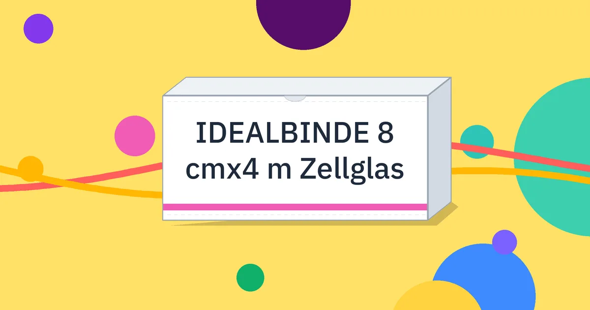 Symbolbild: Packung mit der Aufschrift IDEALBINDE 8 cmx4 m Zellglas (PZN 04048995) – Verfügbarkeit und Bezug in Apotheken in Frankfurt am Main