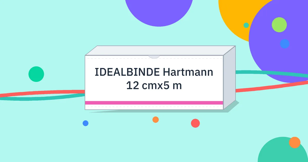 Symbolbild: Packung mit der Aufschrift IDEALBINDE Hartmann 12 cmx5 m (PZN 00516117) – Verfügbarkeit und Bezug in Apotheken in Frankfurt am Main