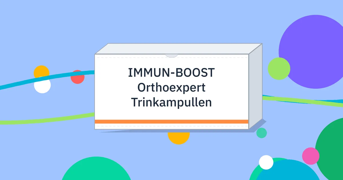 Symbolbild: Packung mit der Aufschrift IMMUN-BOOST Orthoexpert Trinkampullen (PZN 07610747) – Verfügbarkeit und Bezug in Apotheken in Frankfurt am Main