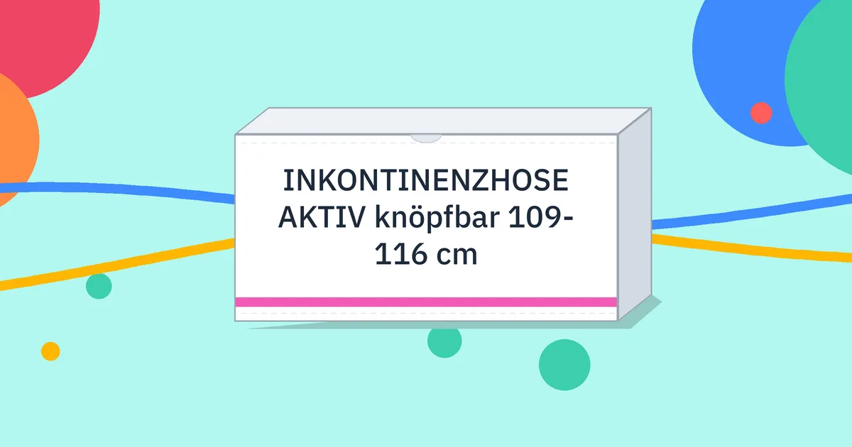 Symbolbild: Packung mit der Aufschrift INKONTINENZHOSE AKTIV knöpfbar 109-116 cm (PZN 09510381) – Verfügbarkeit und Bezug in Apotheken in Frankfurt am Main