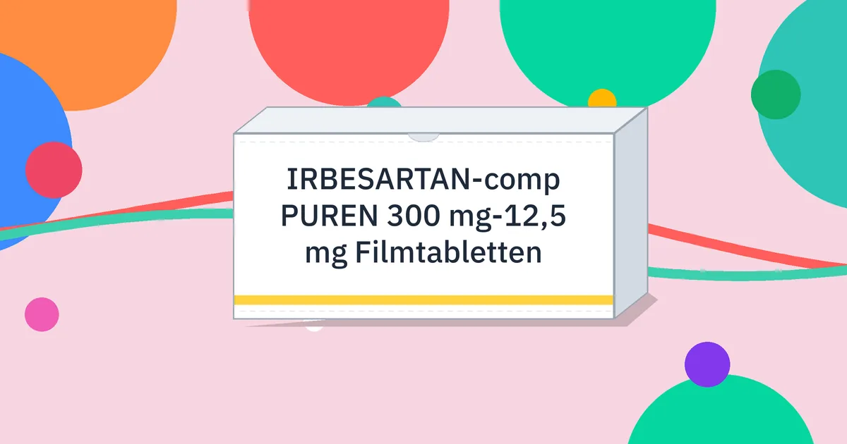 Symbolbild: Packung mit der Aufschrift IRBESARTAN-comp PUREN 300 mg-12,5 mg Filmtabletten (PZN 11355350) – Verfügbarkeit und Bezug in Apotheken in Frankfurt am Main