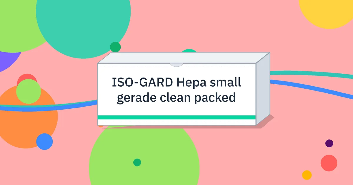 Symbolbild: Packung mit der Aufschrift ISO-GARD Hepa small gerade clean packed (PZN 00958275) – Verfügbarkeit und Bezug in Apotheken in Frankfurt am Main
