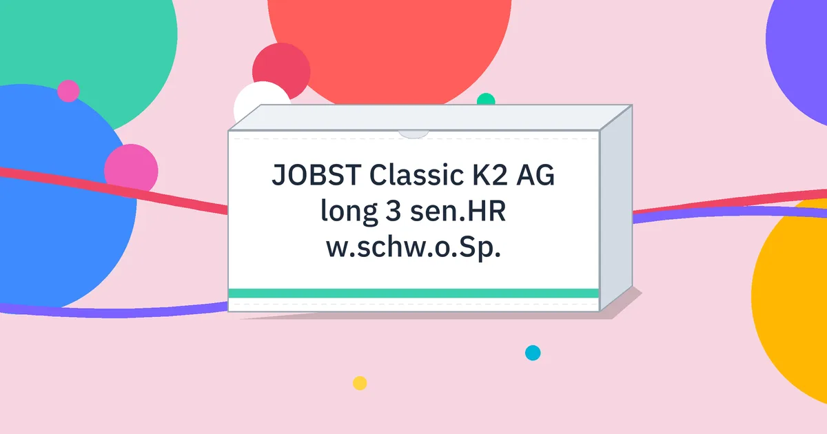 Symbolbild: Packung mit der Aufschrift JOBST Classic K2 AG long 3 sen.HR w.schw.o.Sp. (PZN 17959474) – Verfügbarkeit und Bezug in Apotheken in Frankfurt am Main