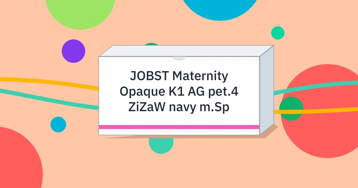 Symbolbild: Packung mit der Aufschrift JOBST Maternity Opaque K1 AG pet.4 ZiZaW navy m.Sp (PZN 15859828) – Verfügbarkeit und Bezug in Apotheken in Frankfurt am Main