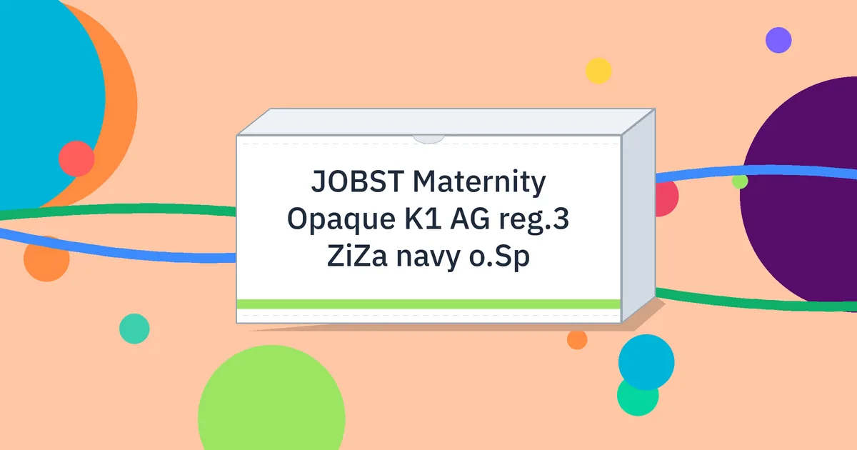 Symbolbild: Packung mit der Aufschrift JOBST Maternity Opaque K1 AG reg.3 ZiZa navy o.Sp (PZN 15859260) – Verfügbarkeit und Bezug in Apotheken in Frankfurt am Main