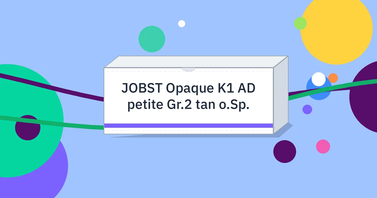Symbolbild: Packung mit der Aufschrift JOBST Opaque K1 AD petite Gr.2 tan o.Sp. (PZN 16264037) – Verfügbarkeit und Bezug in Apotheken in Frankfurt am Main