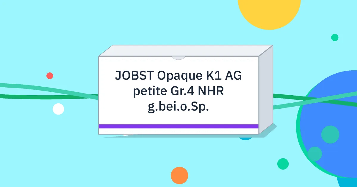 Symbolbild: Packung mit der Aufschrift JOBST Opaque K1 AG petite Gr.4 NHR g.bei.o.Sp. (PZN 16268785) – Verfügbarkeit und Bezug in Apotheken in Frankfurt am Main