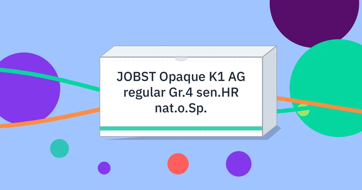 Symbolbild: Packung mit der Aufschrift JOBST Opaque K1 AG regular Gr.4 sen.HR nat.o.Sp. (PZN 13096102) – Verfügbarkeit und Bezug in Apotheken in Frankfurt am Main