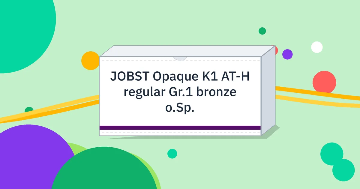 Symbolbild: Packung mit der Aufschrift JOBST Opaque K1 AT-H regular Gr.1 bronze o.Sp. (PZN 13105491) – Verfügbarkeit und Bezug in Apotheken in Frankfurt am Main