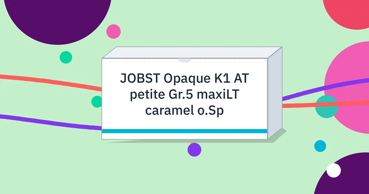 Symbolbild: Packung mit der Aufschrift JOBST Opaque K1 AT petite Gr.5 maxiLT caramel o.Sp (PZN 13103150) – Verfügbarkeit und Bezug in Apotheken in Frankfurt am Main