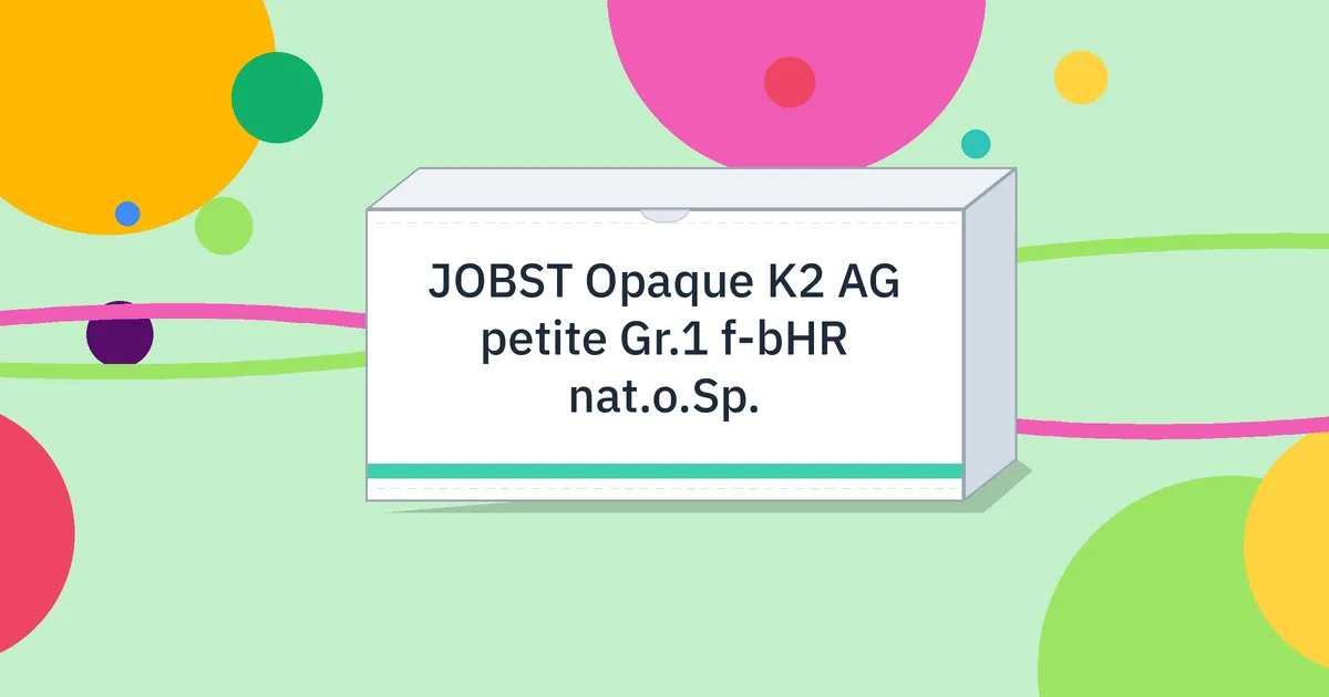 Symbolbild: Packung mit der Aufschrift JOBST Opaque K2 AG petite Gr.1 f-bHR nat.o.Sp. (PZN 11254838) – Verfügbarkeit und Bezug in Apotheken in Frankfurt am Main