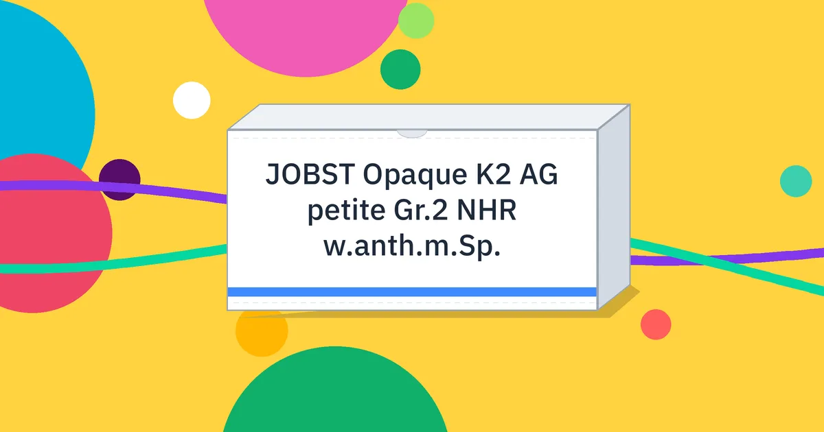 Symbolbild: Packung mit der Aufschrift JOBST Opaque K2 AG petite Gr.2 NHR w.anth.m.Sp. (PZN 16283187) – Verfügbarkeit und Bezug in Apotheken in Frankfurt am Main
