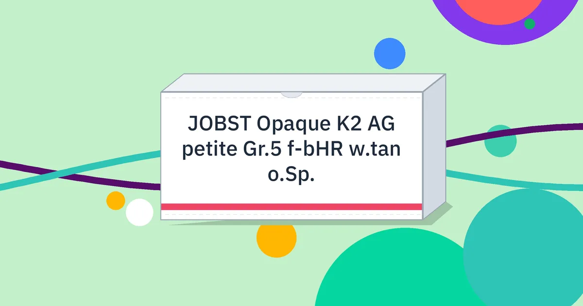 Symbolbild: Packung mit der Aufschrift JOBST Opaque K2 AG petite Gr.5 f-bHR w.tan o.Sp. (PZN 16284867) – Verfügbarkeit und Bezug in Apotheken in Frankfurt am Main