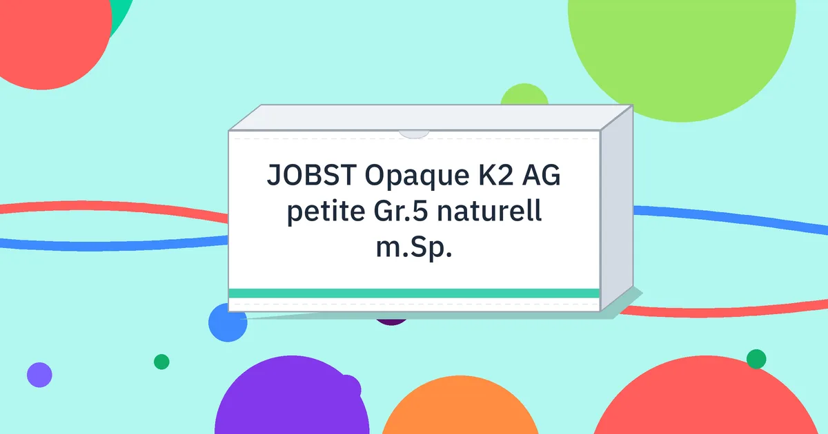 Symbolbild: Packung mit der Aufschrift JOBST Opaque K2 AG petite Gr.5 naturell m.Sp. (PZN 13112746) – Verfügbarkeit und Bezug in Apotheken in Frankfurt am Main